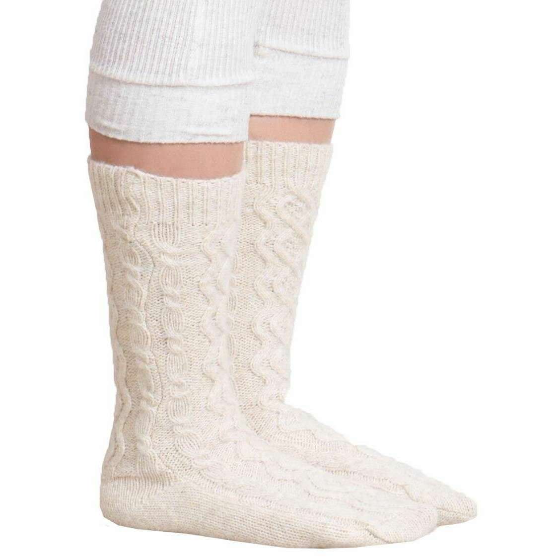 Totes Toasties Cream Cable Knit Slouch Slipper Socks | The Socks Emporium