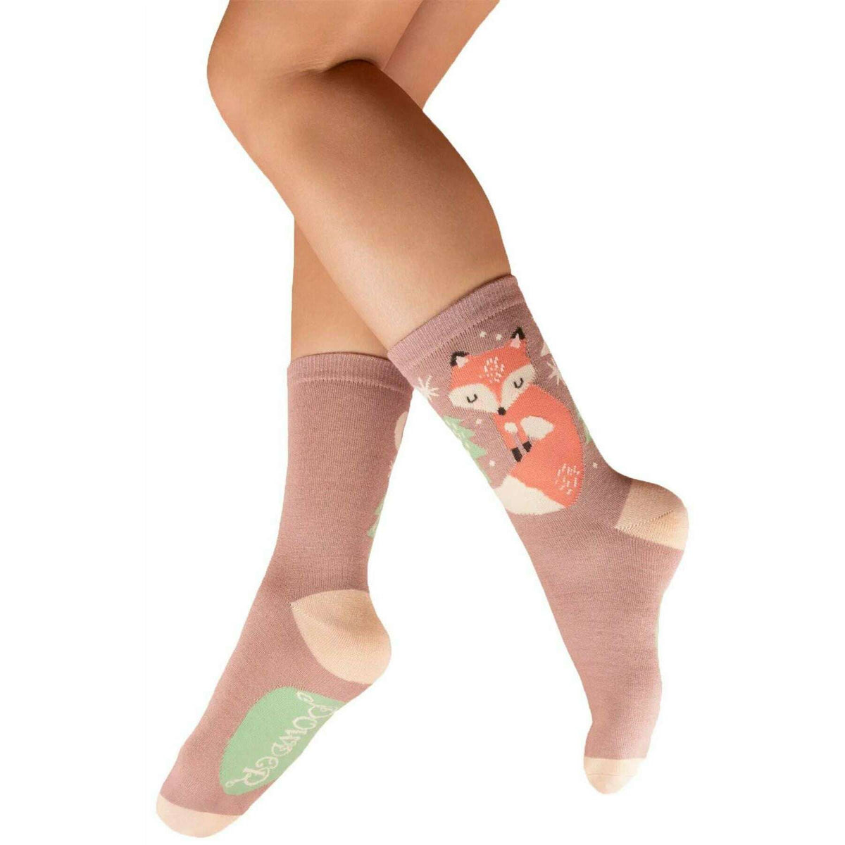 Powder Pink Scandi Fox Ankle Socks | The Socks Emporium