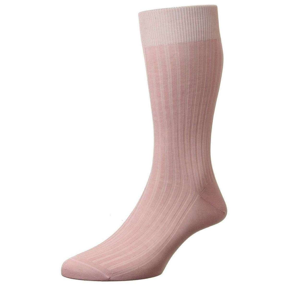 Pantherella Pink Danvers Rib Cotton Lisle Socks | The Socks Emporium