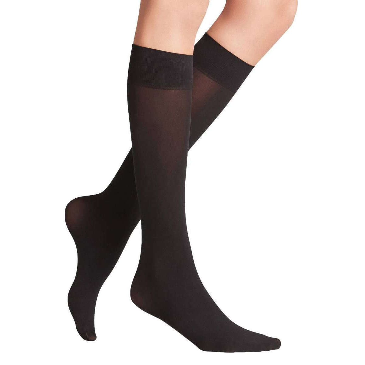 Falke Black Pure Matt 50 Denier Knee-High Tights | The Socks Emporium